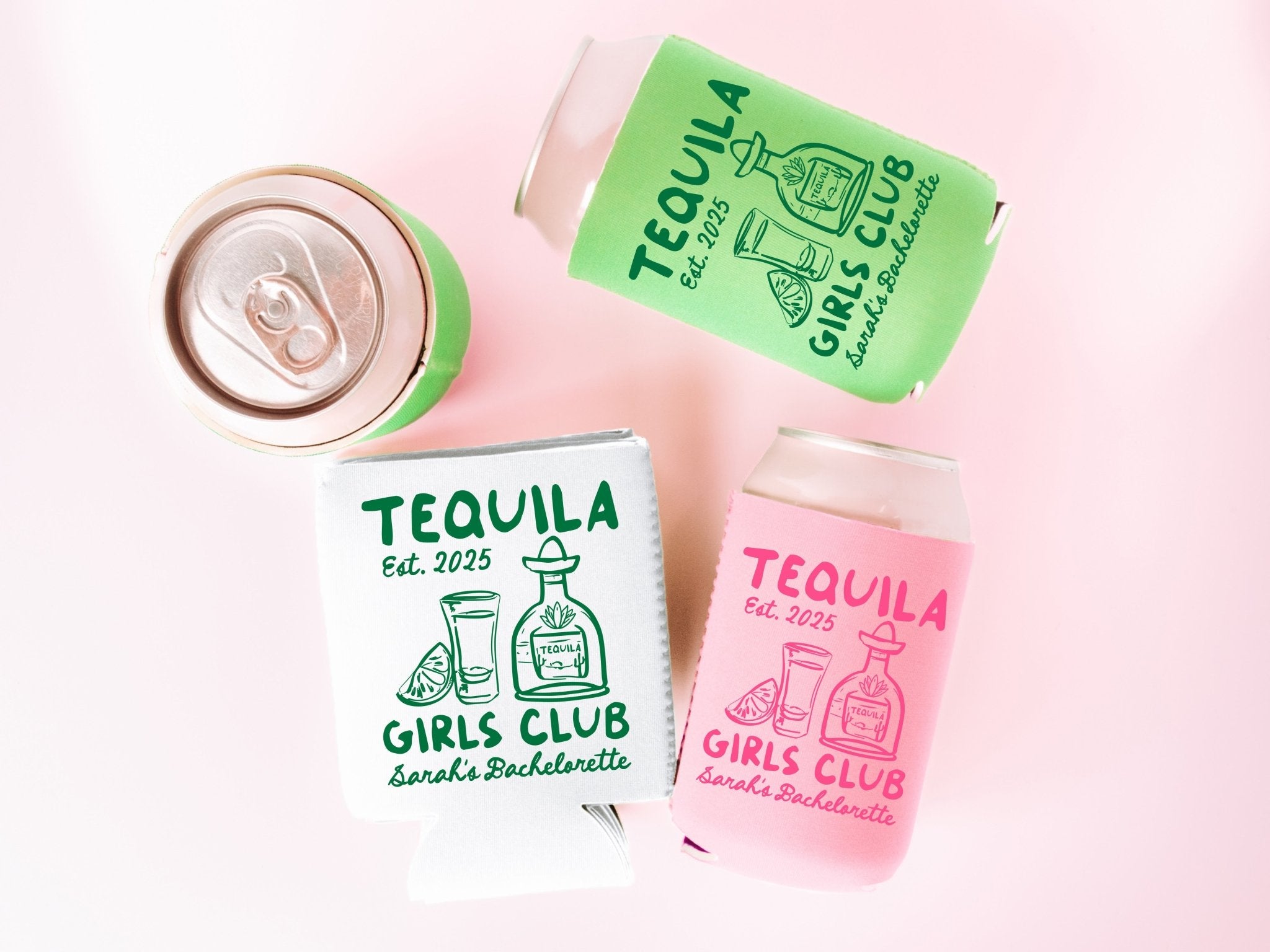 Tequila Girls Club Bachelorette Party Can Coolers - Peachy Bash
